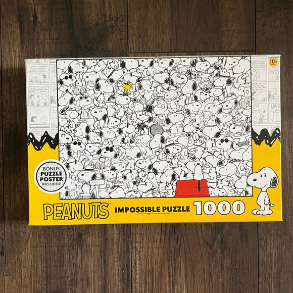 Games | Peanuts Snoopy Impossible Puzzle With Poster 100 Piece Puzzle ...